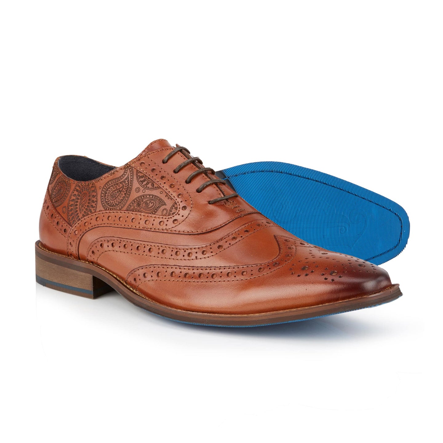 Cork Mens Leather Paisley Laser Brogue Shoe | Designer Leather Style
